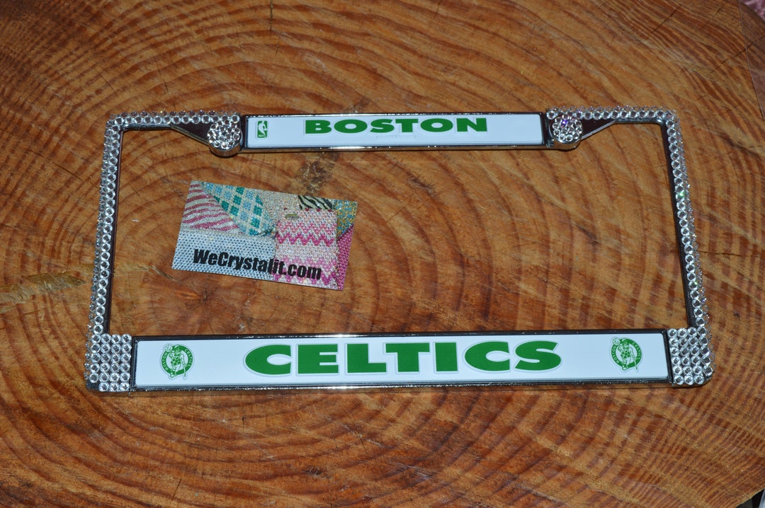 Boston Celtics Sport on Silver Frame Crystal Sparkle Auto Bling ...