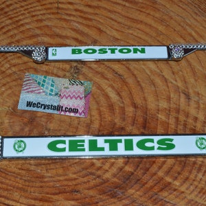 Boston Celtics Sport on Silver Frame Crystal Sparkle Auto Bling ...
