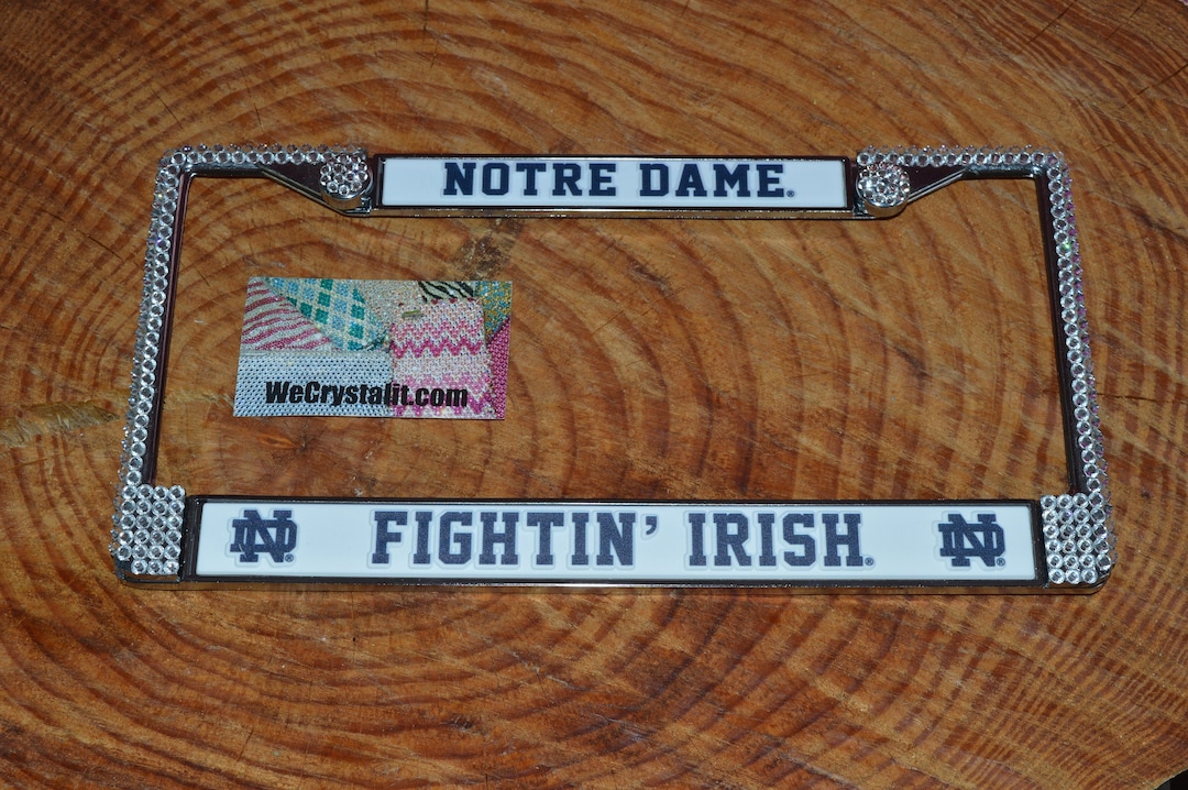 Notre Dame Fighting Irish License Crystal Sport Frame Sparkle Auto ...