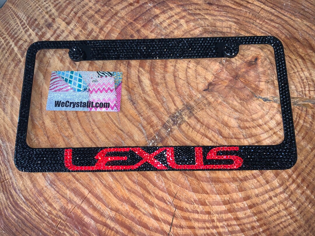 Lexus Crystal Black and Red Sparkle Auto Bling Rhinestone License Plate ...
