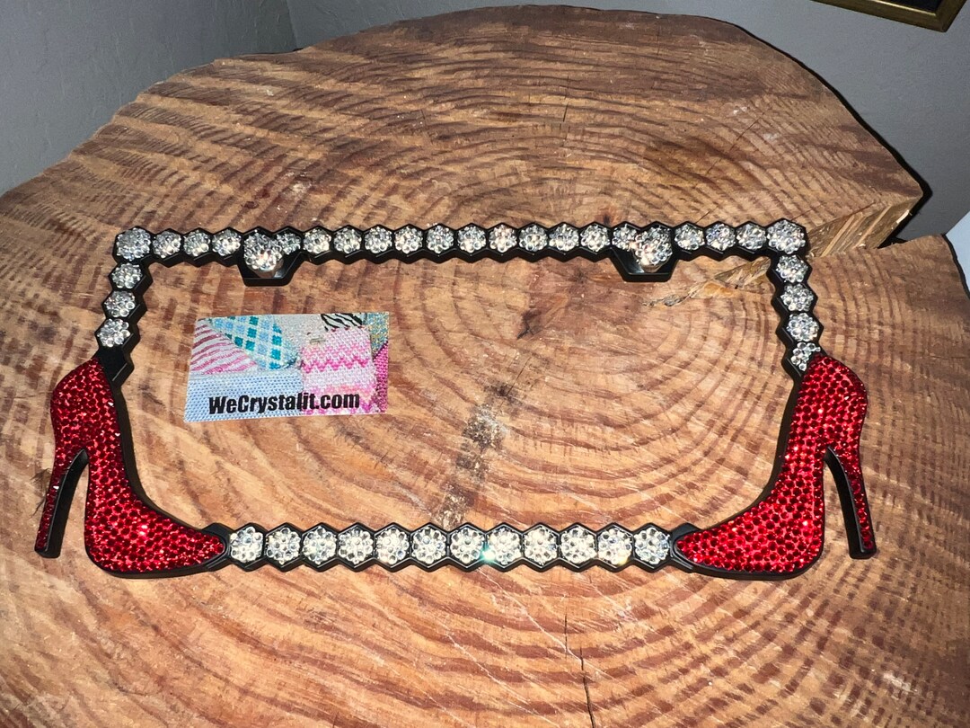High Heel Shoe Red Crystal Sparkle Auto Bling Rhinestone License Plate ...