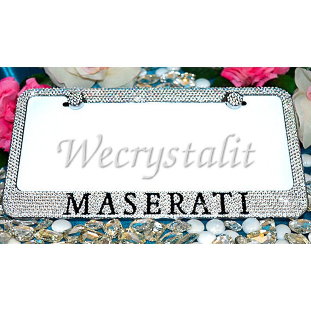 Maserati Clear Crystal Sparkle Auto Bling Rhinestone License Plate ...