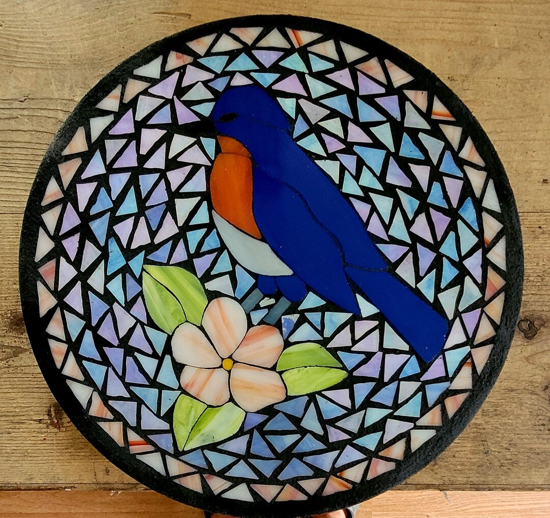 Bluebird Mosaic Garden Stone - Etsy