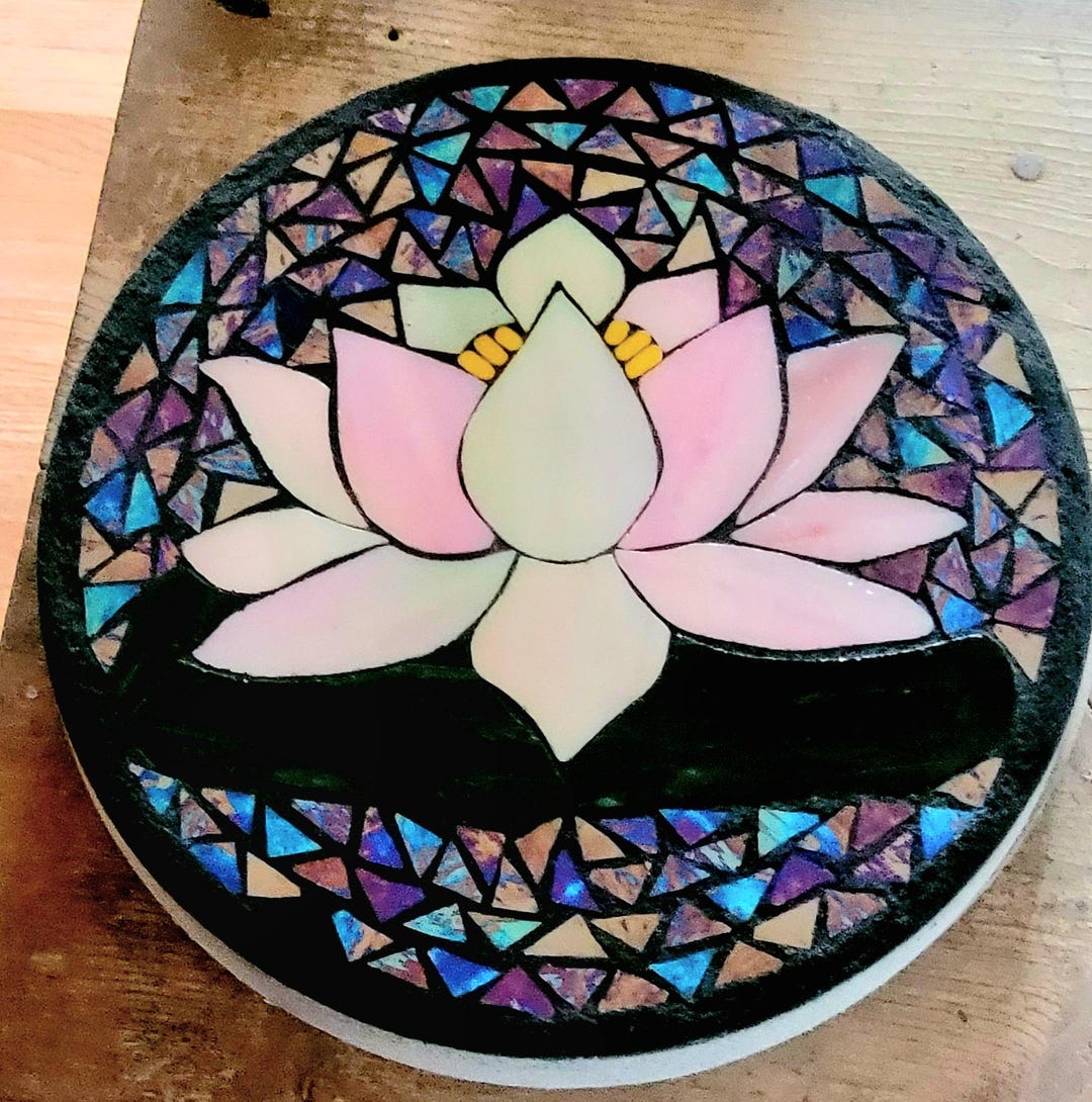 Lotus Flower Garden Mosaic Stone Decoration - Etsy