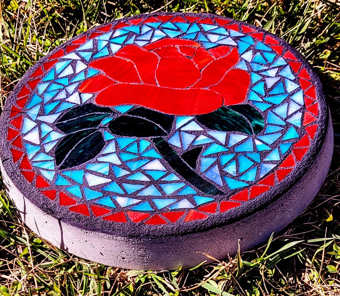Rose Mosaic Stone - Etsy
