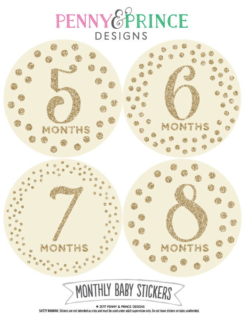 Monthly Baby Stickers, Milestone Stickers, Baby Girl Gift, Gold ...