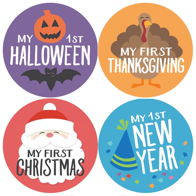 Holiday Baby Stickers, Baby Milestone Stickers, First Holiday Stickers ...