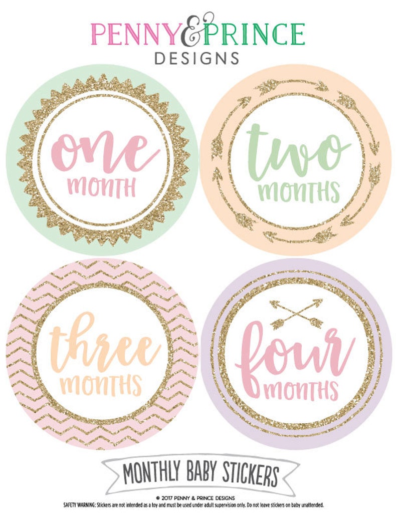 Monthly Baby Stickers Milestone Stickers Baby Girl Pastel - Etsy