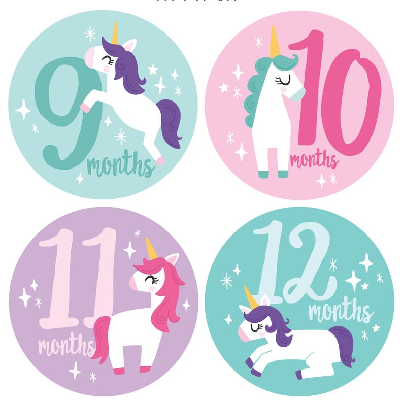 Unicorn Monthly Baby Stickers Milestone Sticker Baby Girl | Etsy