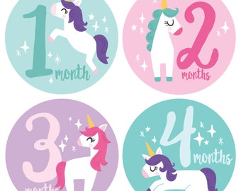 Pink Zoo Monthly Baby Sticker Girl Baby Month Sticker - Etsy
