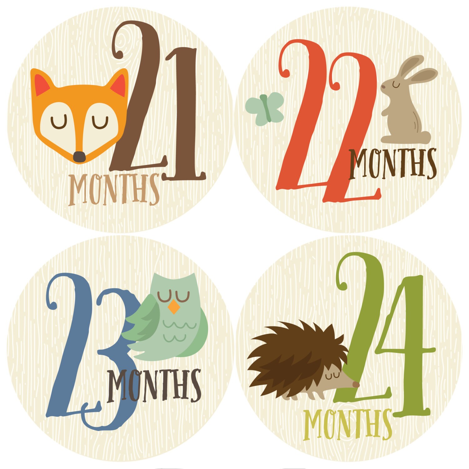 Monthly Baby Sticker Boy Baby Month Sticker Woodland | Etsy