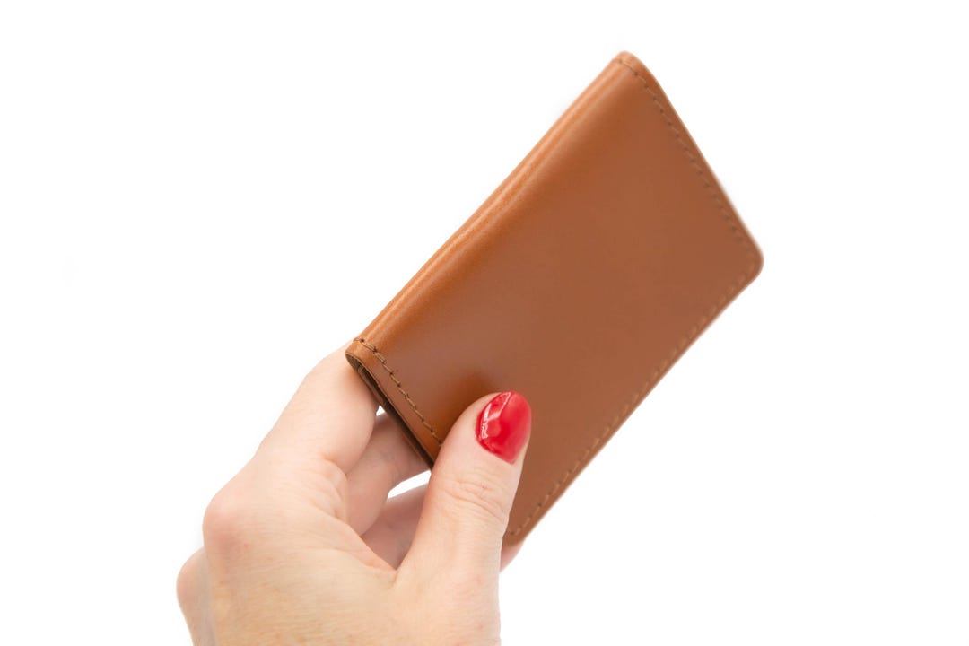 Tan Leather Unisex Handmade Oyster Travel Card Holder Wallet ID - Etsy ...