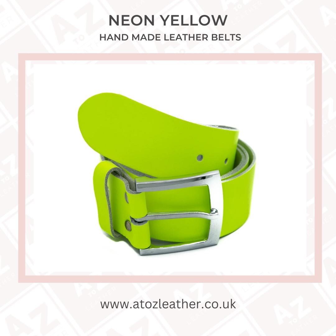 Neon Yellow Handmade Leather Belts - Custom Made in London - Etsy