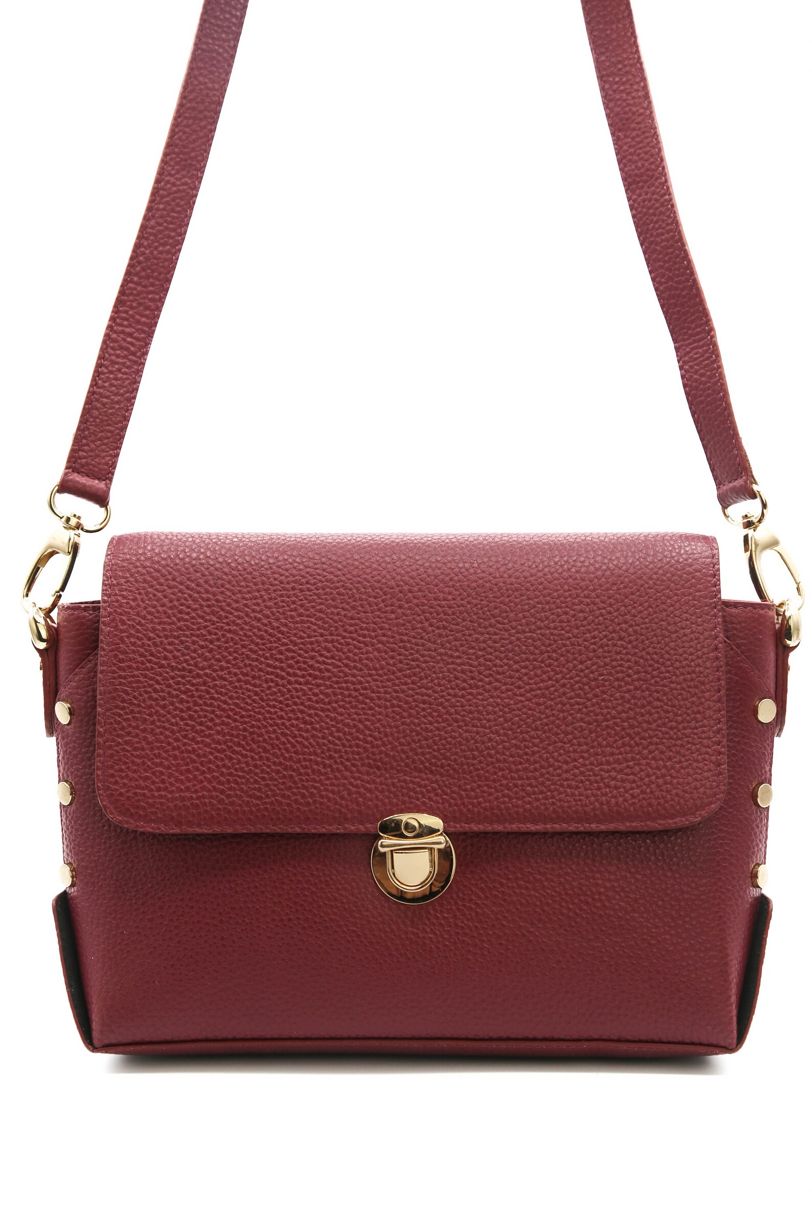Studded Leather Handbag With Clasp Fastening. - Etsy