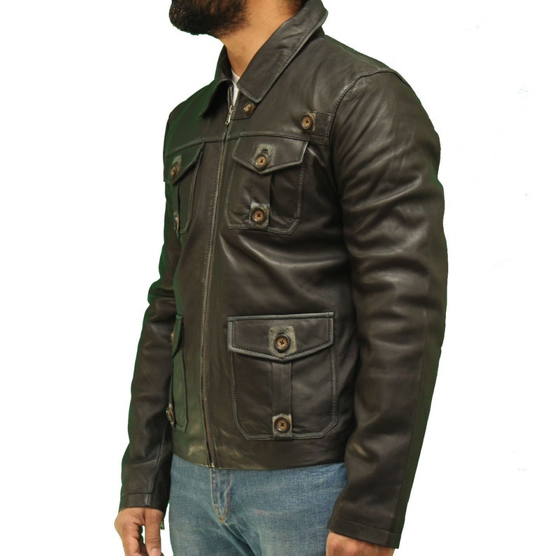 Mens Vintage Style Leather Safari Hunter Jacket With Smart - Etsy