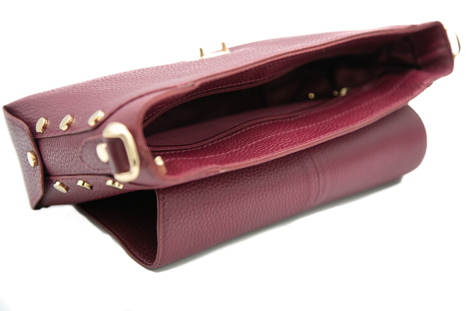 Studded Leather Handbag With Clasp Fastening. - Etsy