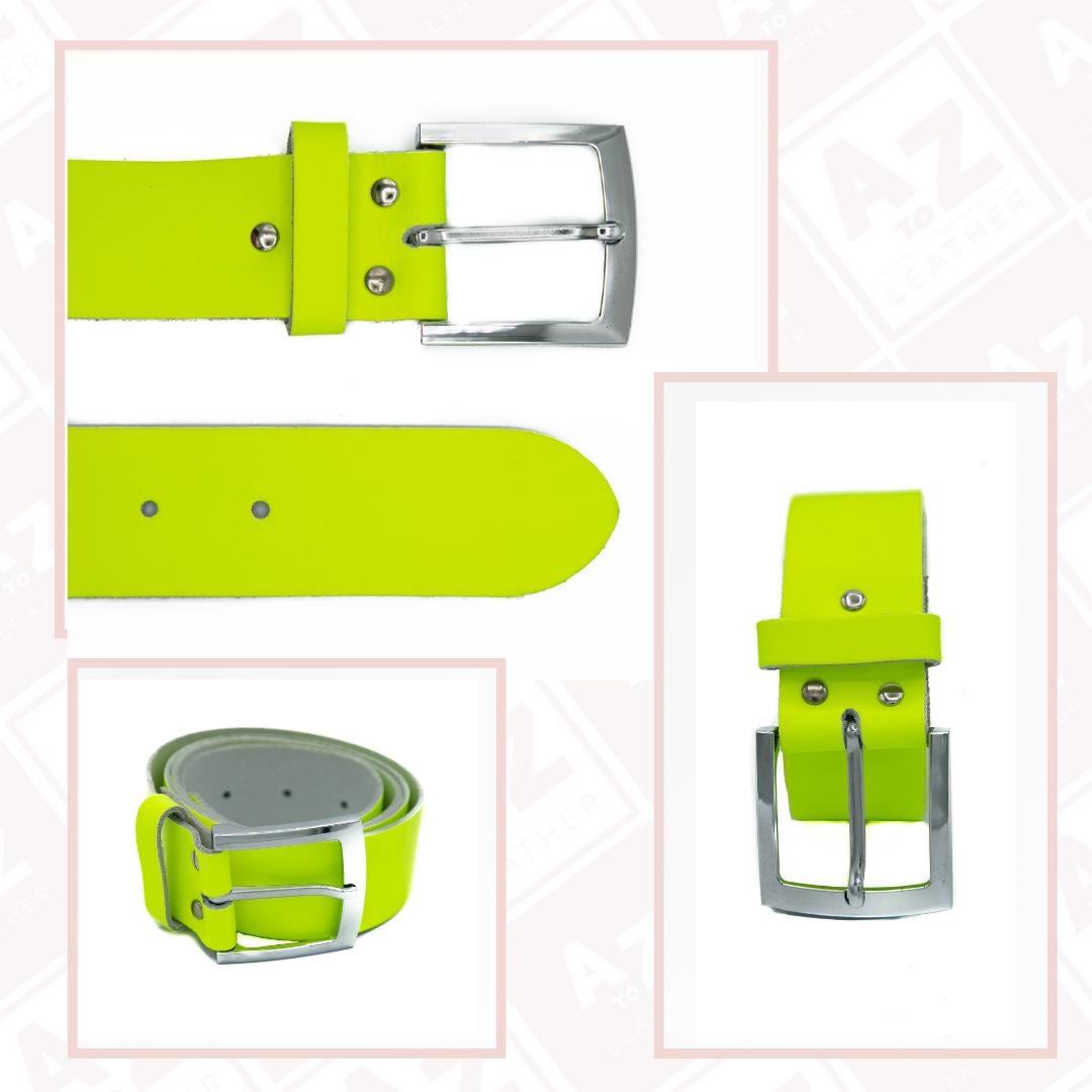 Neon Bright Colours Handmade Leather Belts - Custom Made in London - Etsy