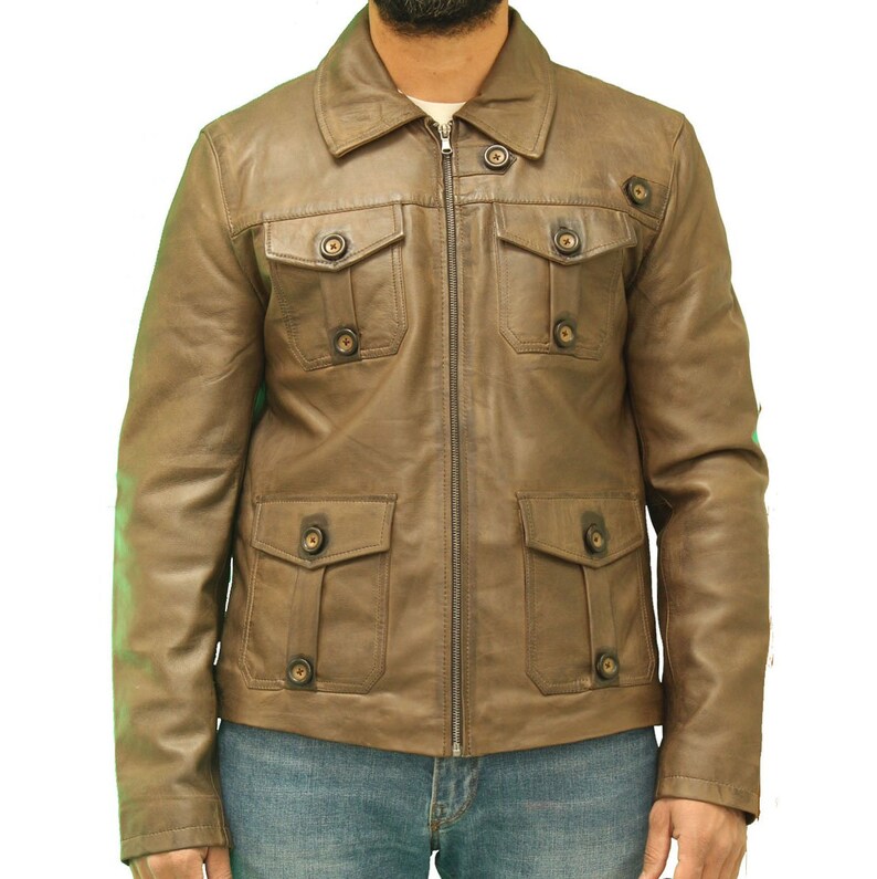 Mens Vintage Style Leather Safari Hunter Jacket With Smart - Etsy