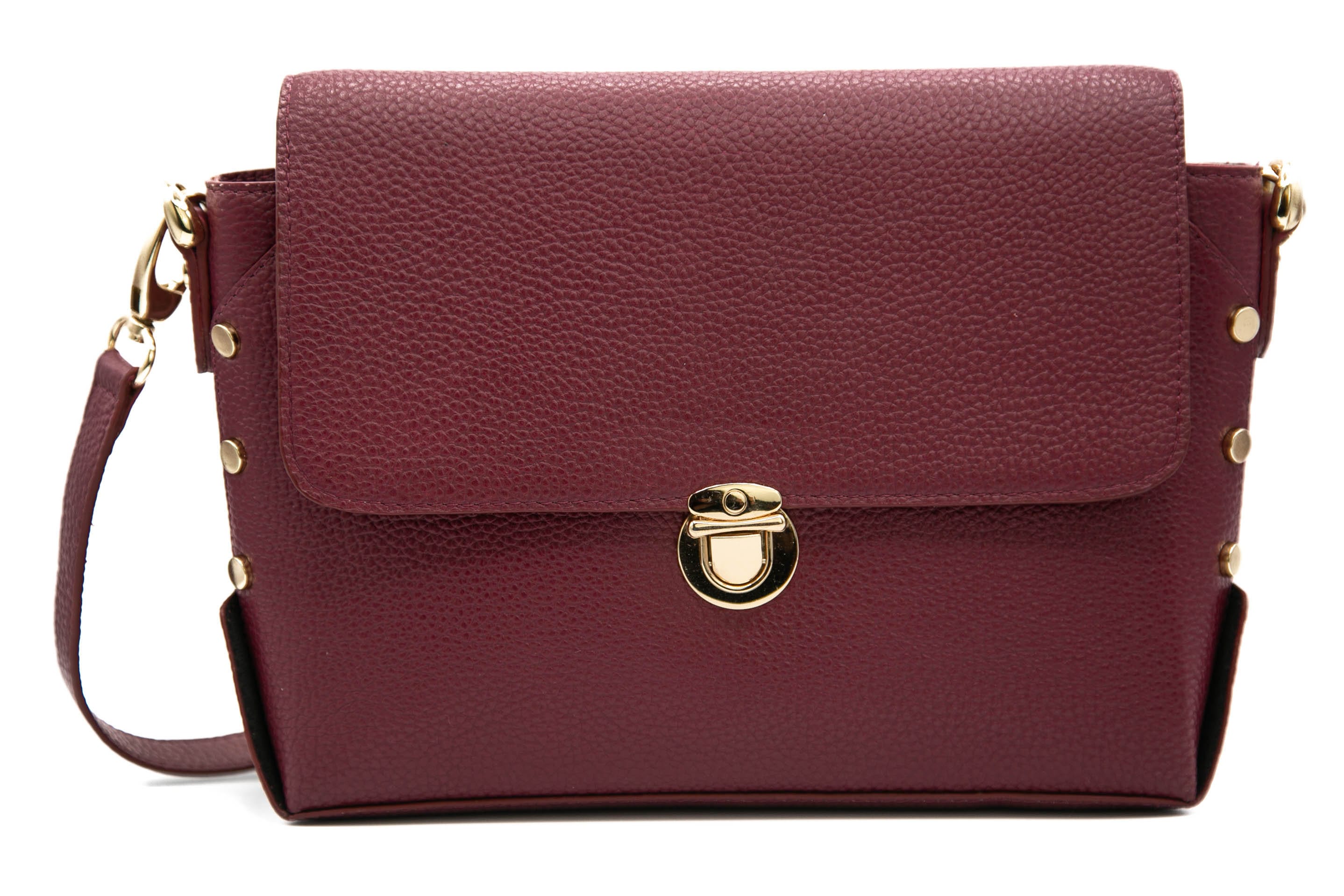 Studded Leather Handbag With Clasp Fastening. - Etsy