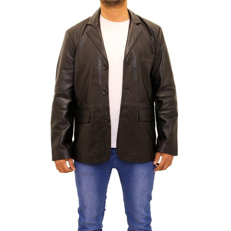 Mens Real Leather Three Button Classic Smart Tailored Blazer - Etsy UK
