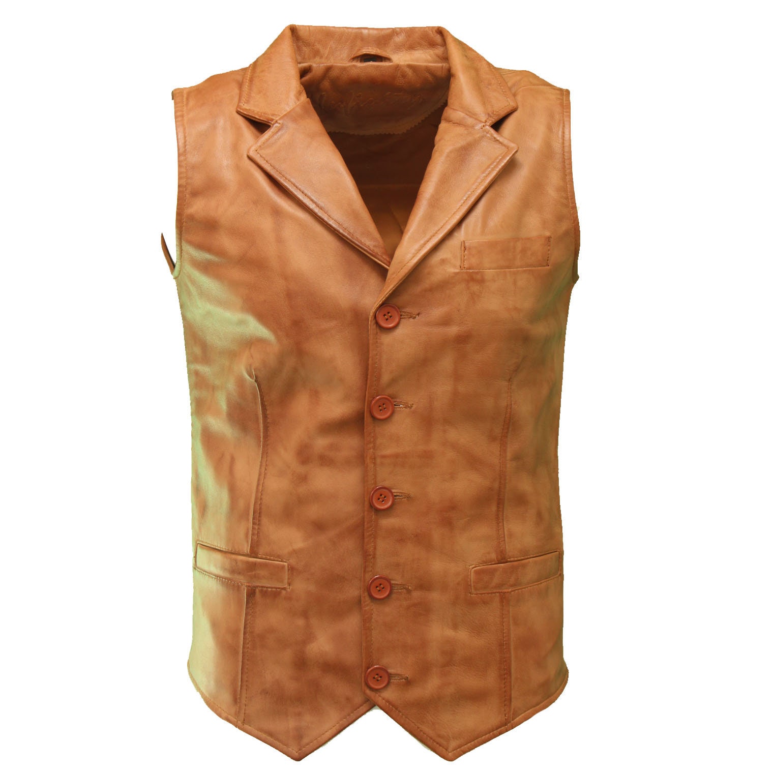 Mens Smart Shirt Collar Five Button Leather Fitted Waistcoat / - Etsy UK