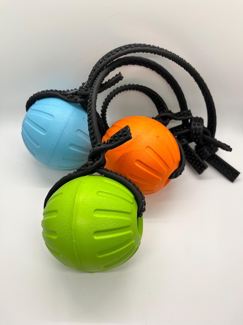 EVA Foam Ball Dog Tug Toy: Floating Fetch Toy, Biothane Strap - Etsy
