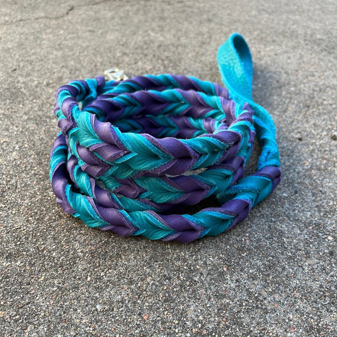 Soft Fully Braided Bullhide Leash | Two Color | 2 Color Leash | Leather ...