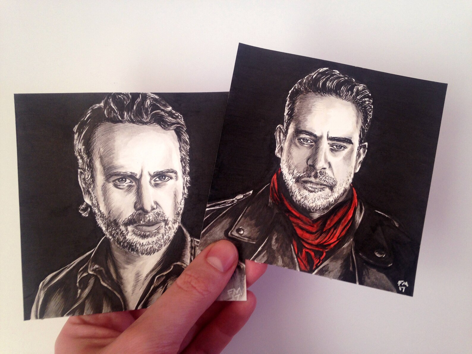 Rick Grimes & Negan - Mini Original Ink Drawings (set of Two) - Etsy