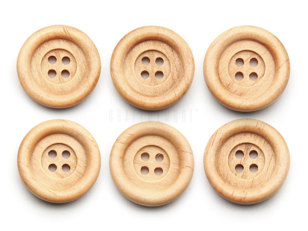 Wooden Buttons 4 Holes Round Wood Button for Garment Sewing DIY Crafts ...