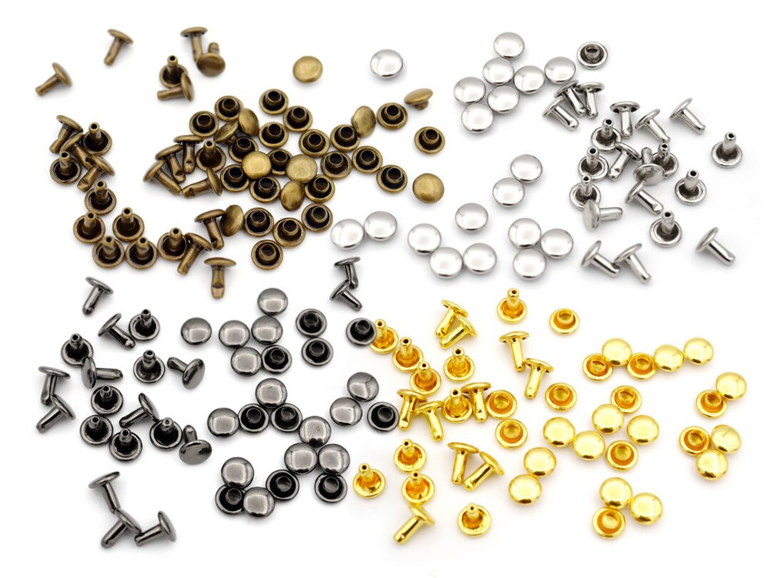 500 Pack Double Cap Rivets 5mm 6mm 7mm Leather Rivets Tubular Metal ...