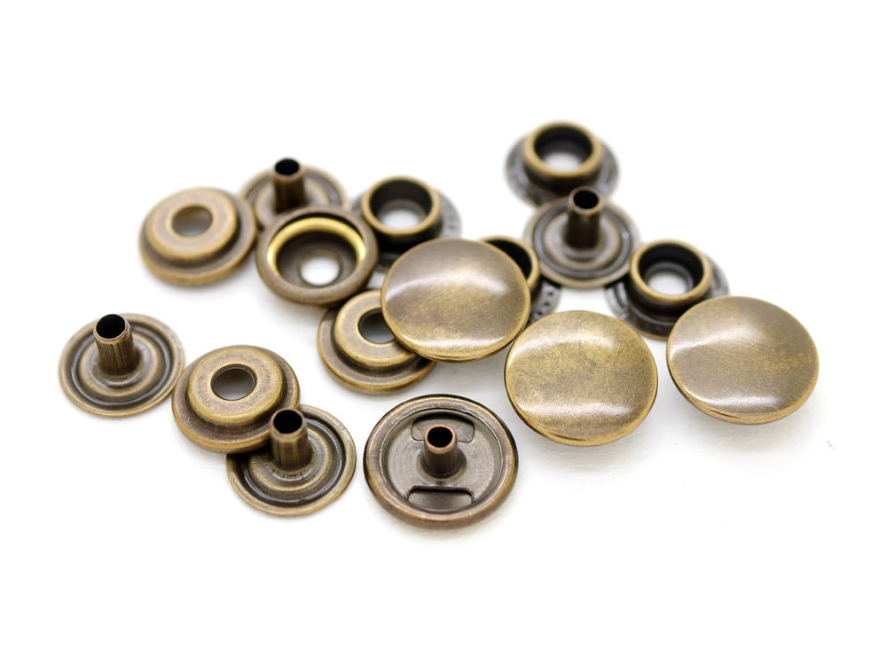 50 Pack Multi-Size Antique Brass Snap Fasteners Ring-Socket | Etsy