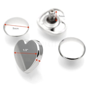 Heart Rivet 12mm Rapid Rivet Studs Metal Heart Shape Decorative Leather ...