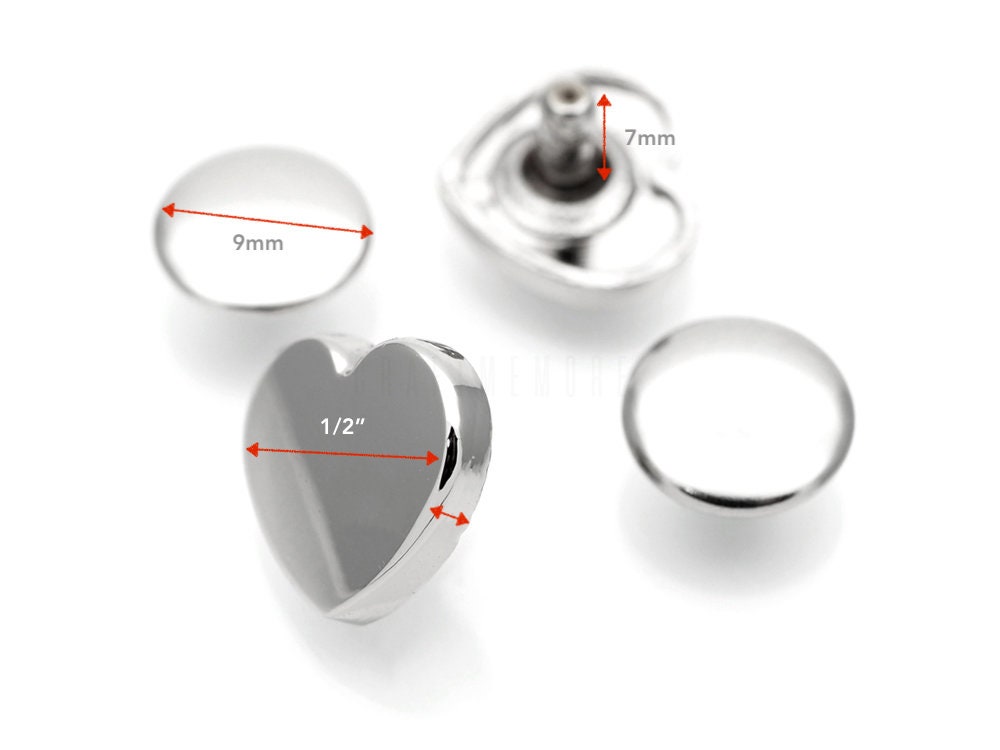 Heart Rivet 12mm Rapid Rivet Studs Metal Heart Shape Decorative Leather ...