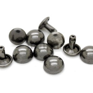 100 Pack Multi-size Gunmetal Black Round Dome Double Cap Rivets Quality ...