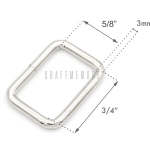 20pack 5/8" 3/4" 1" Metal Rectangle Buckle Ring for Bag Belt Loop Strap ...