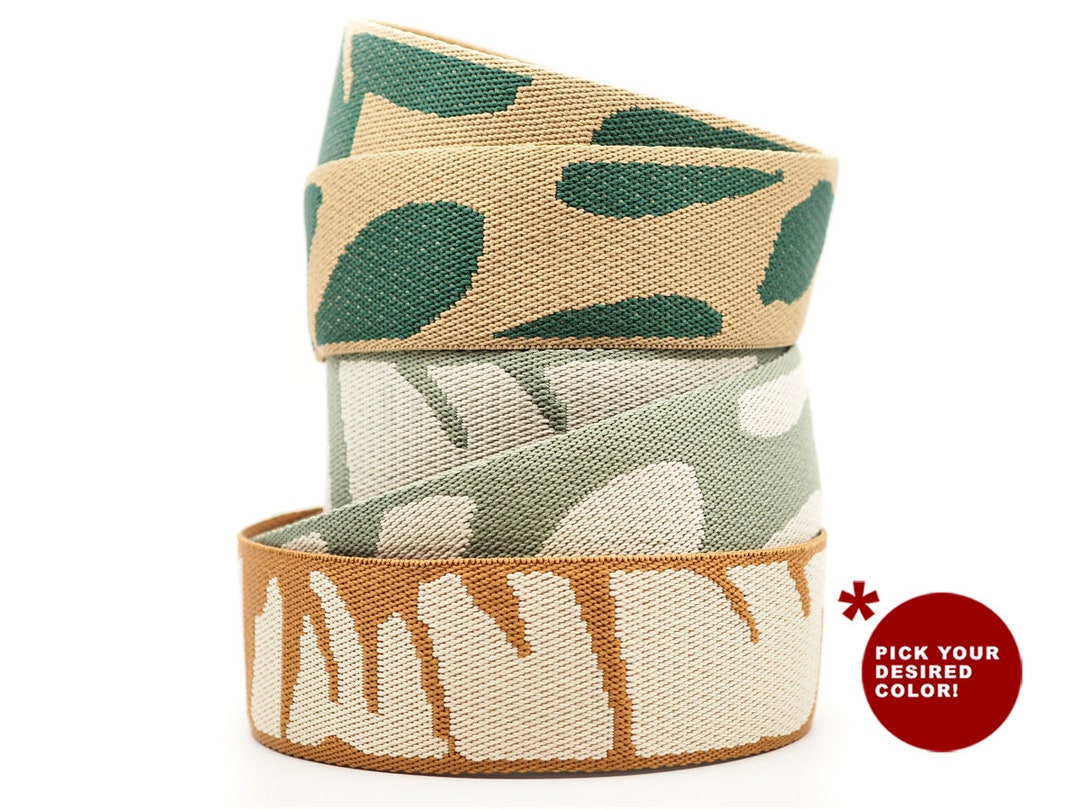 1.5 Inches Cotton Poly Webbing Strap, Nature Leaf Pattern Heavy Webbing ...