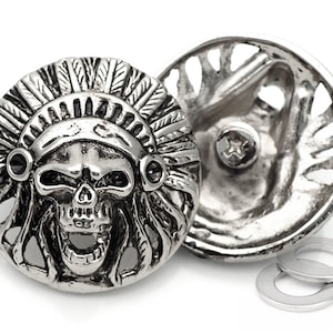 2pcs Indian Head Skull Concho Screw Back Tribal Cheif Conchos Leather ...