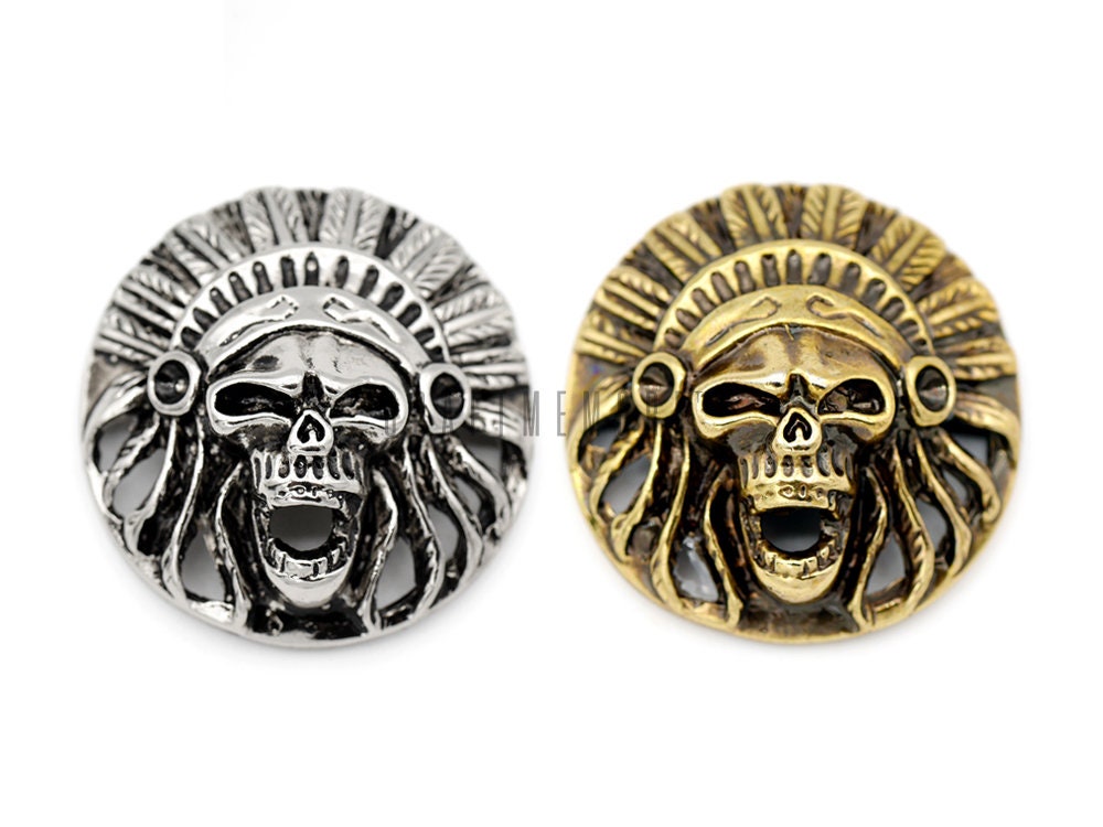 2pcs Indian Head Skull Concho Screw Back Tribal Cheif Conchos | Etsy