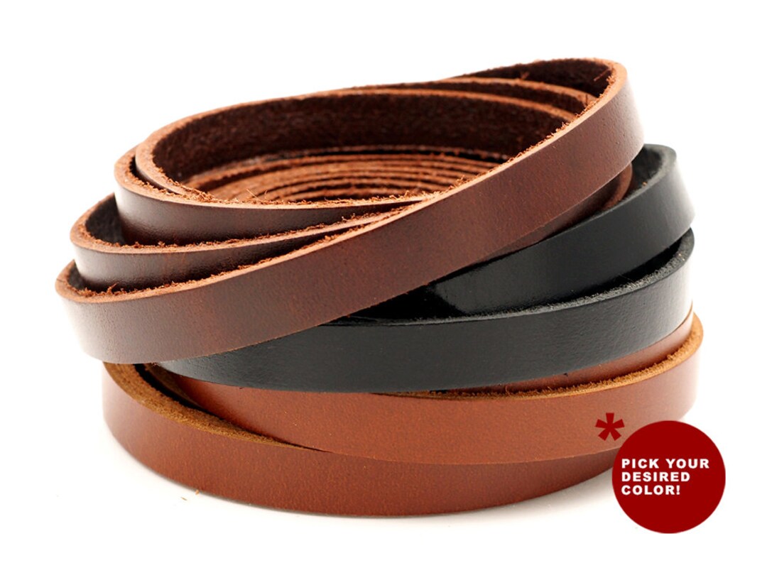 2meters (78") 3/8" & 3/4" Genuine Leather Strap Quality Flat Leather ...