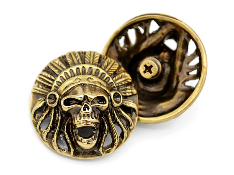 2pcs Indian Head Skull Concho Screw Back Tribal Cheif Conchos | Etsy