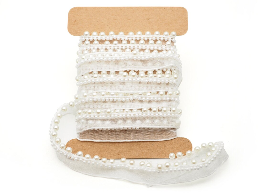 Pearl Bead Tassel Fringe Lace Edge off White Trim Ribbon Edging ...