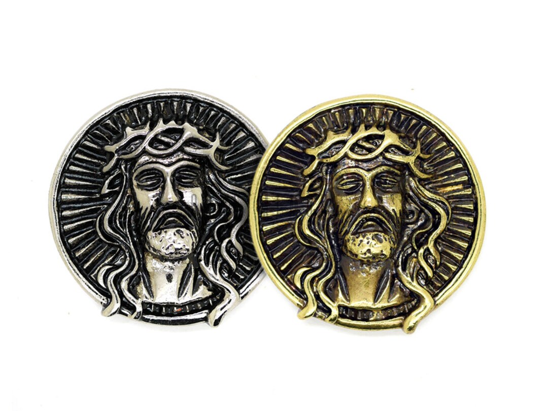 2pcs 1 1/2" Jesus Christ Face Screw Back Concho Faith God Charms Gaur ...