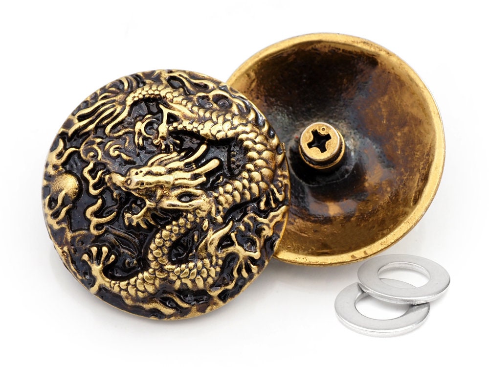2pcs 1-3/8 Chinese Dragon Concho Screw Back Leather - Etsy