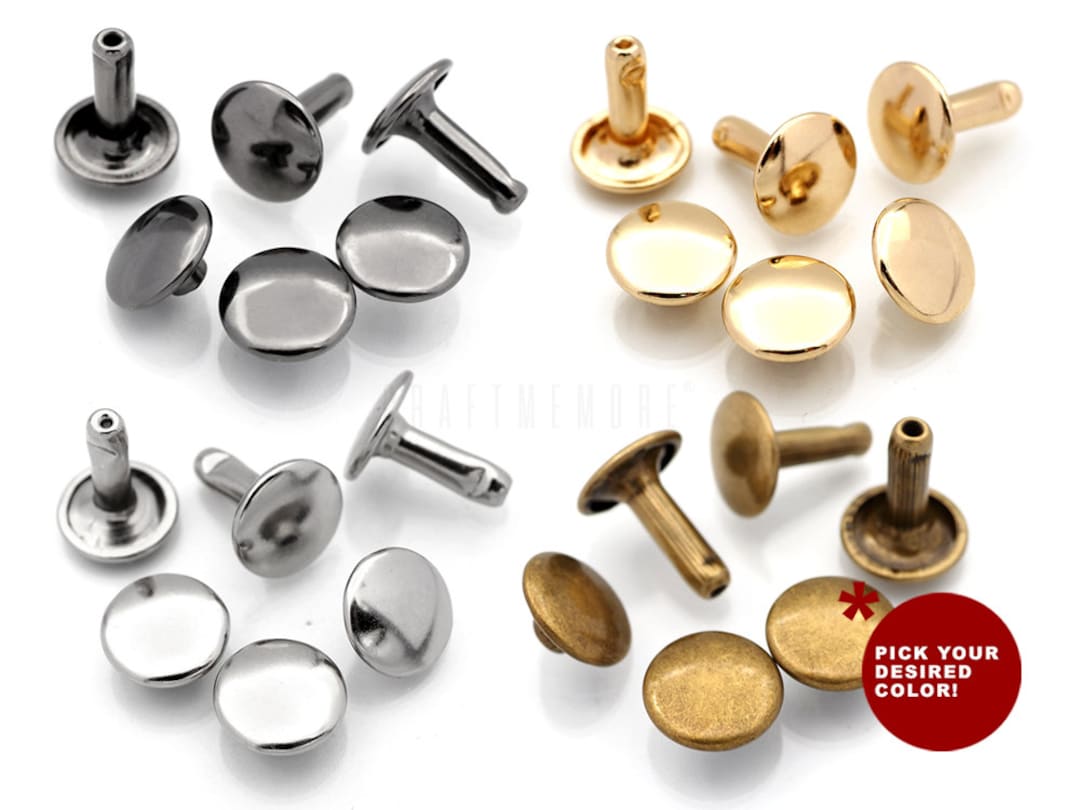 50 Sets 9mm Double Cap Rivets Round Rivet Fasteners for Leather Craft ...