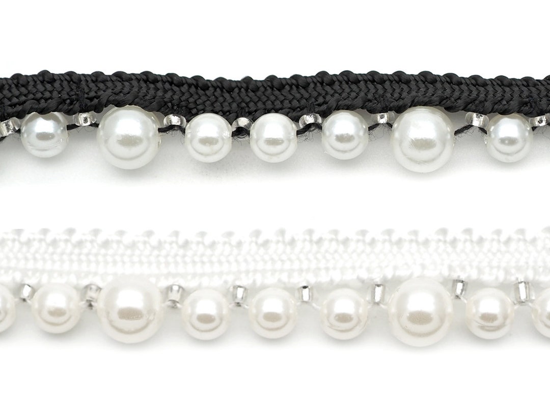 Pearl Bead Tassel Fringe Lace Edge Trim Ribbon White Edging Trimmings ...