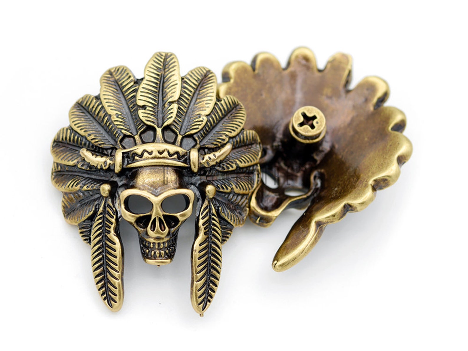 2pcs Skull Concho Screw Back Indian Head Tribal Cheif Conchos | Etsy