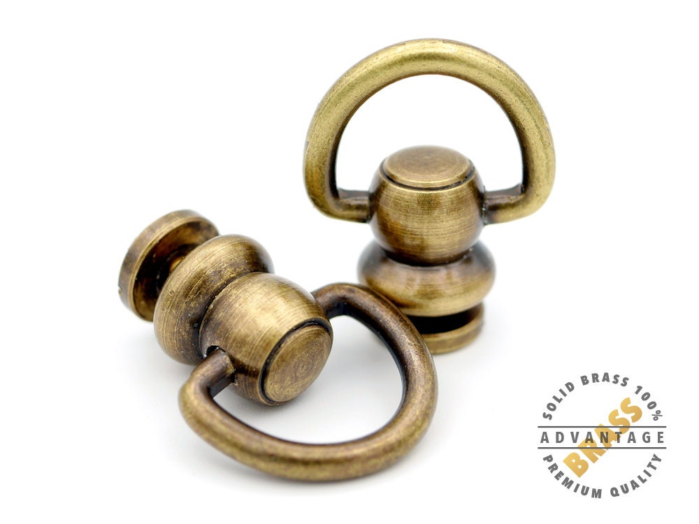 2pack D-ring Wallet Chain Connector Solid Brass Ball Post Screwback ...