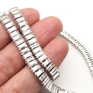 Clear Baguette Chain Rhinestone Silver Trim, 6mm Baguette Cup Chain ...