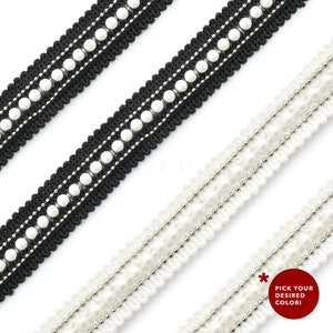 Pearl Bead Lace Edge Trim Ribbon Faux Pearl on Fabric Trimmings ...