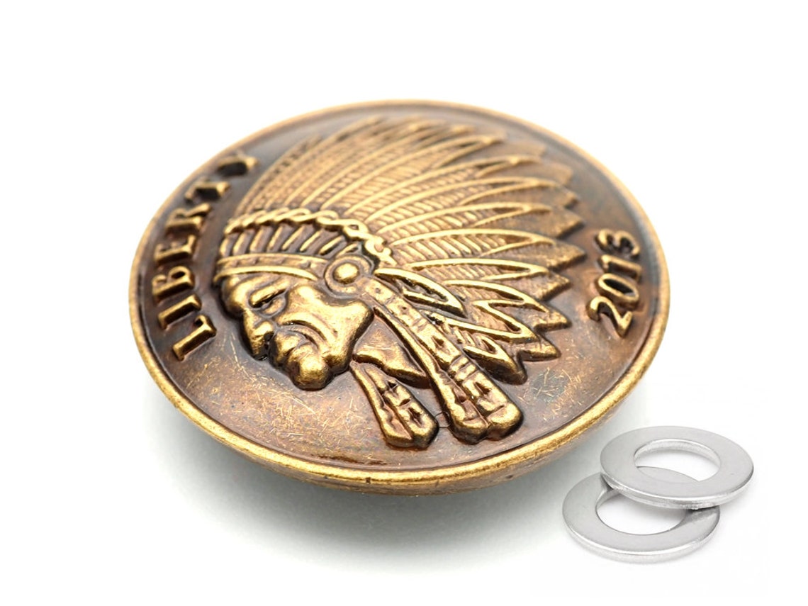 2pcs 36mm Indian Head Screw Back Coin Conchos Gaur Rodeo Cowboy ...